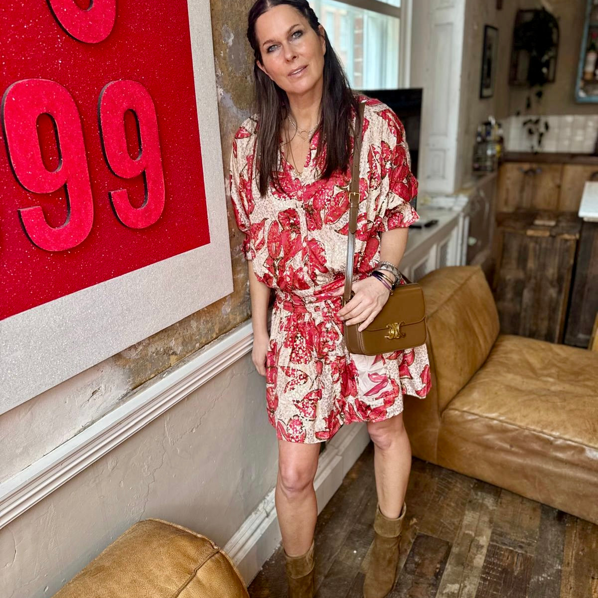 Clarissa Printed Dress - Red – Law & Co.